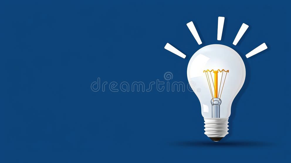 Creative Light Bulb Icon Symbolizing Innovation and Ideas on Deep Blue ...