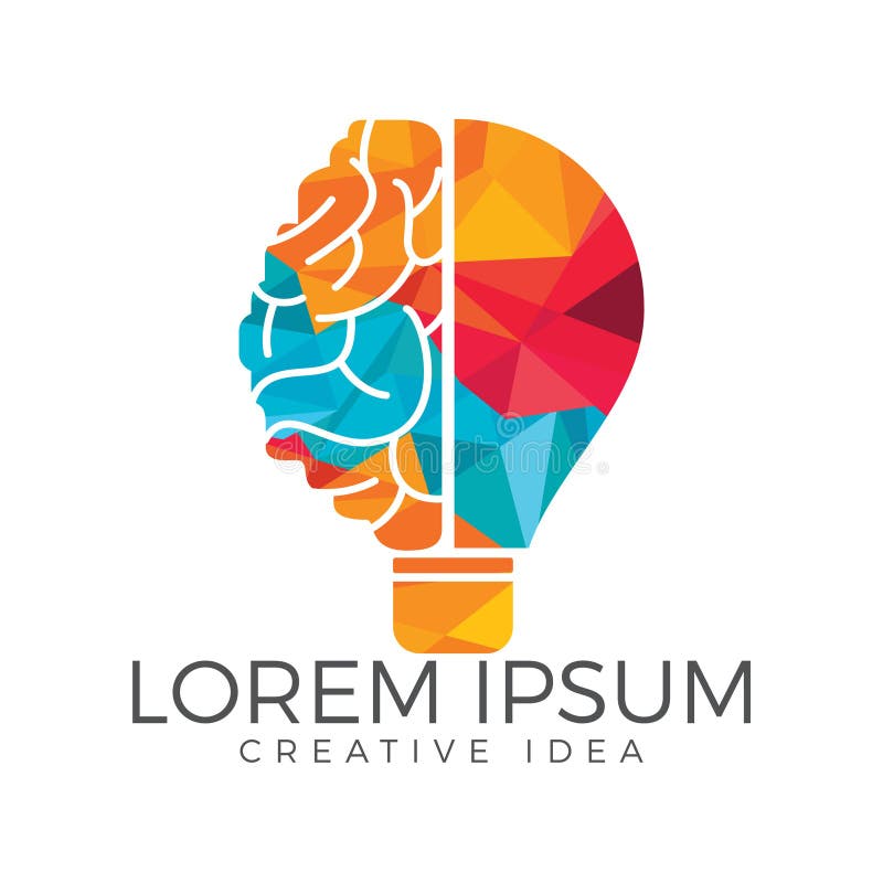 Bulb and Brain Logo Design. Creative Light Bulb Idea Brain Vector Icon ...