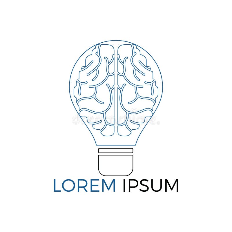 Bulb and Brain Logo Design. Creative Light Bulb Idea Brain Vector Icon ...