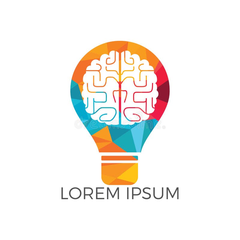 Bulb and Brain Logo Design. Creative Light Bulb Idea Brain Vector Icon ...