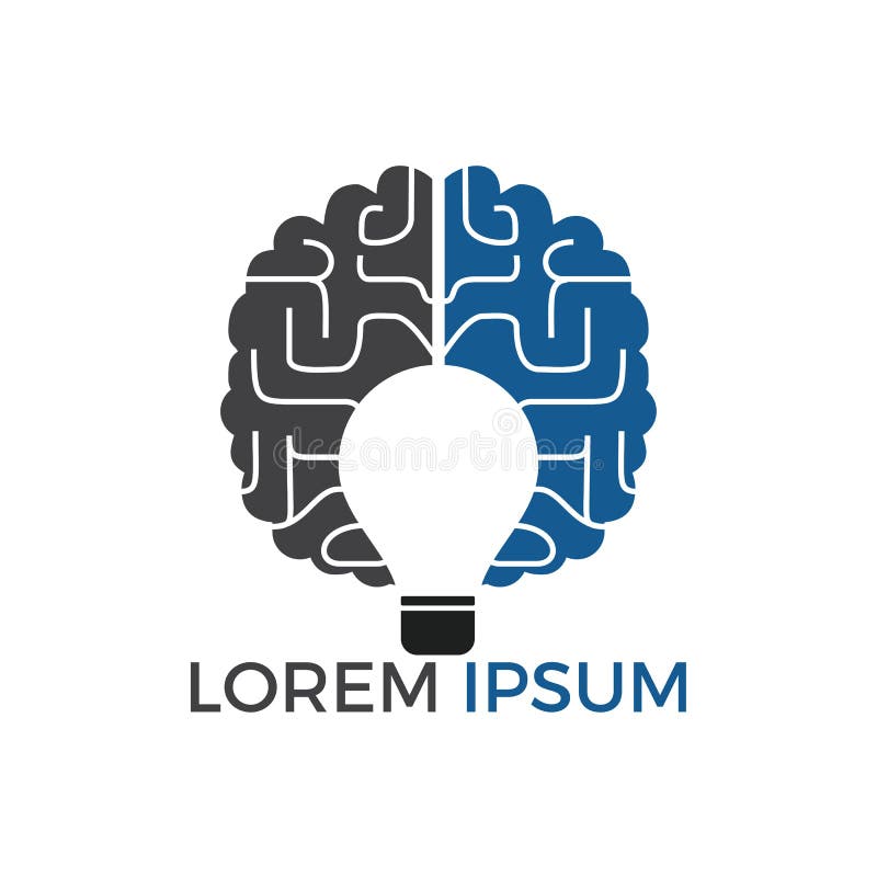 Bulb and Brain Logo Design. Creative Light Bulb Idea Brain Vector Icon ...