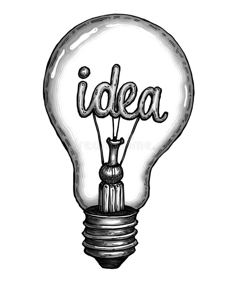 Creative Light Bulb with Idea Text Inside Stock Illustration ...