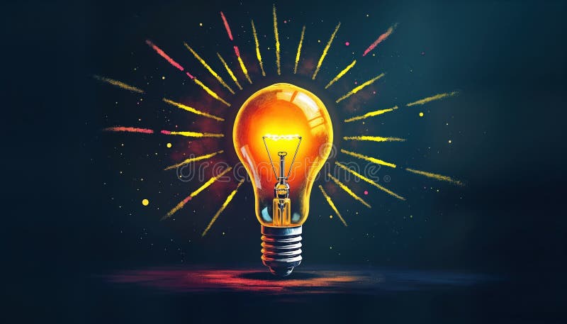 Creative Light Bulb Illustration Against Dark Background Innovation ...