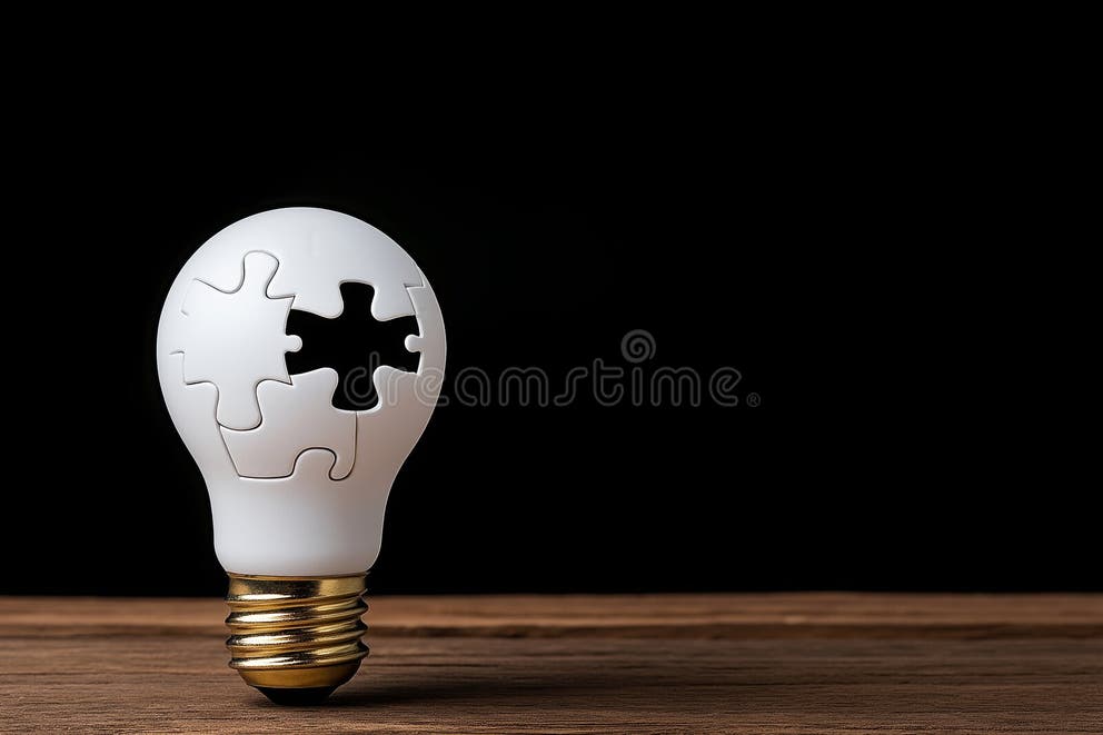 Creative Light Bulb with Missing Puzzle Piece Symbolizes Ideas and ...