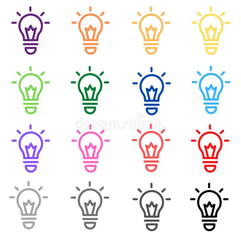 Creative Light Bulb, Mix Multi Color Icon Set Stock Illustration ...