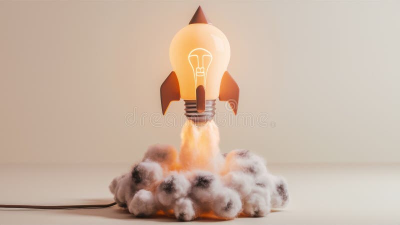 Creative Light Bulb Rocket Idea with Copy-Space Stock Image - Image of ...