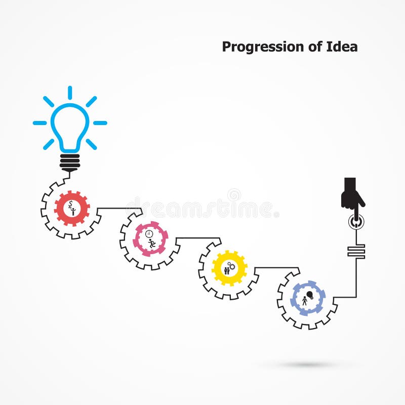 Creative Light Bulb Symbol with Linear of Gear Shape. Progression of ...
