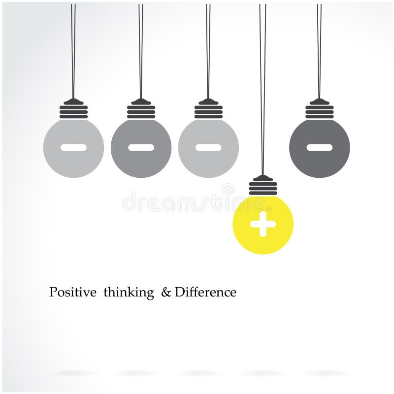 Creative Light Bulb Symbol with Positive Thinking and Difference Stock ...