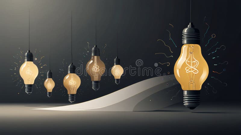 Creative Light Bulbs Representing Innovative Ideas Stock Illustration ...