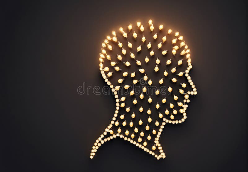Creative Light Display Shaping Human Head Silhouette Against Dark ...