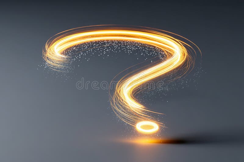 Creative Light Trails Showcase a Glowing Question Mark Against a Dark ...