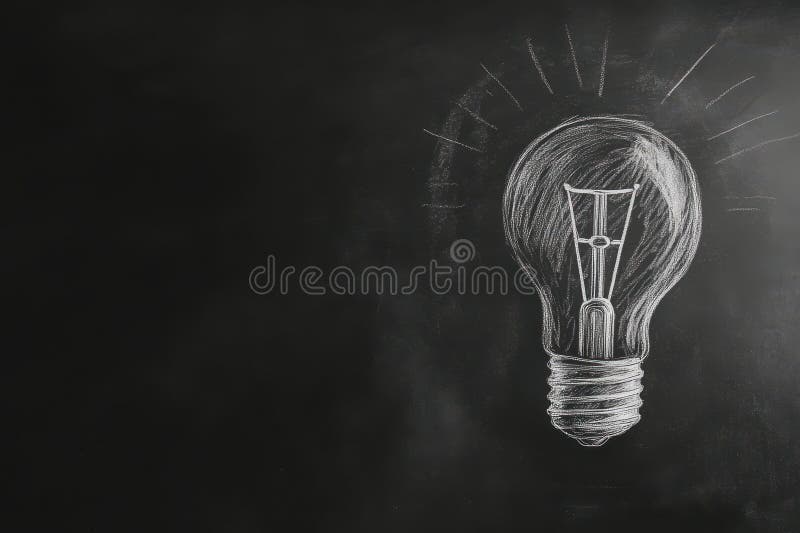 Creative Lightbulb Chalk Drawing on Blackboard Symbolizes Innovation ...