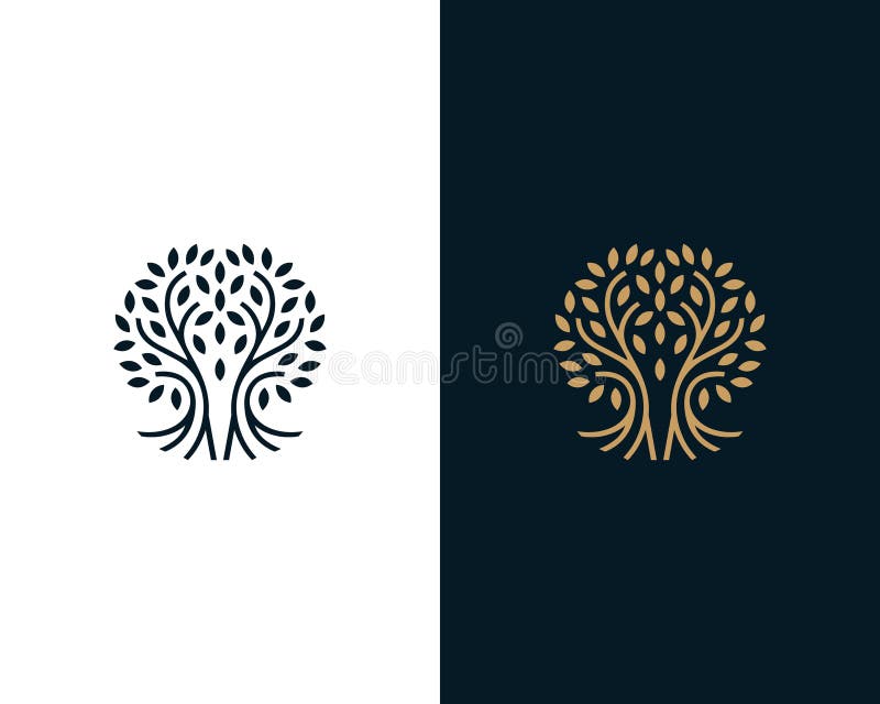 Creative Line Art Nature Tree Logo. Stock Vector - Illustration of ...