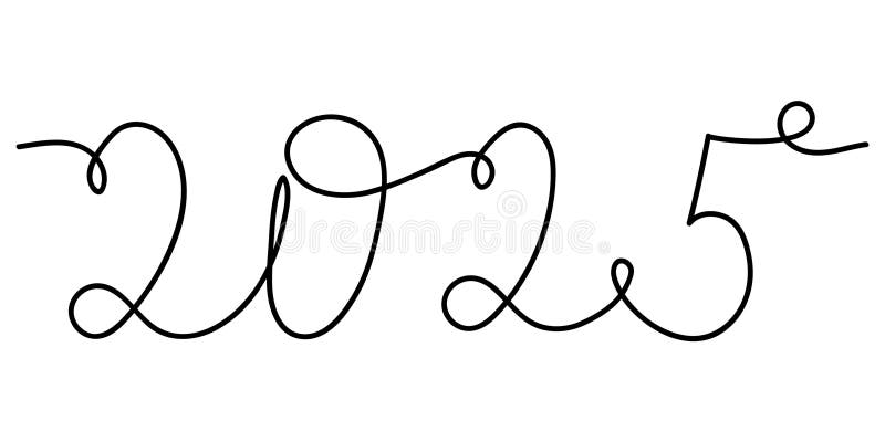 Creative Line Art Representing the Year Twenty Twenty-five with Cursive ...