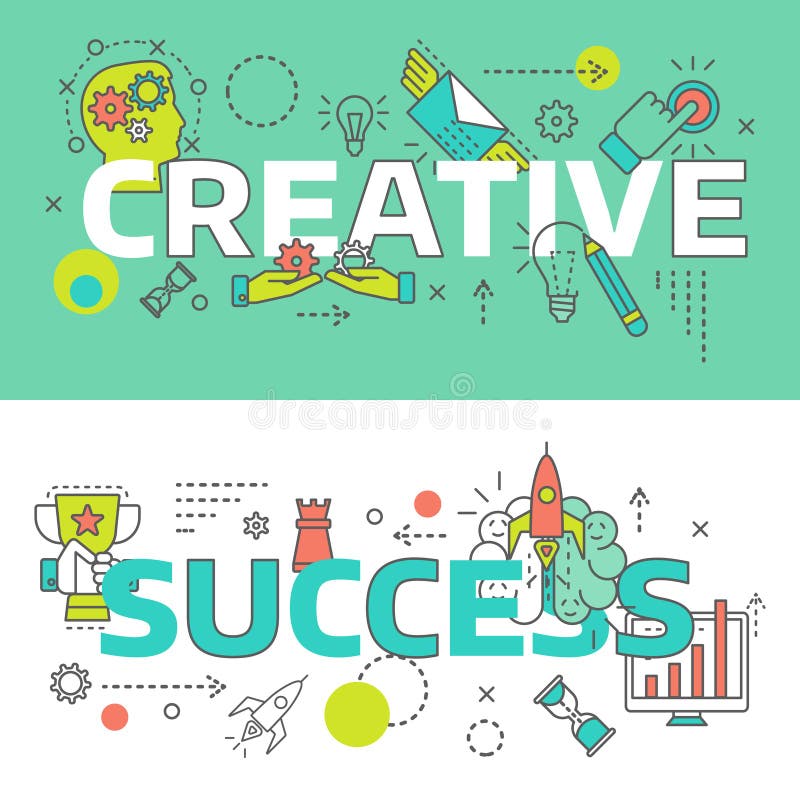 Creative Line Banner Set stock vector. Illustration of line - 78697999