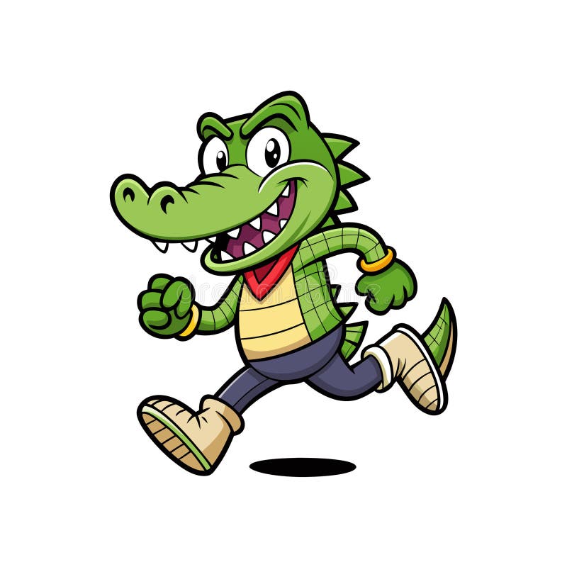 Creative Line Design of Escaping Alligator Stock Image - Illustration ...