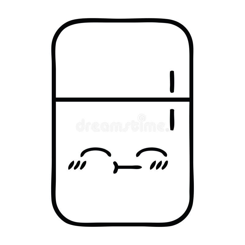 A Creative Line Drawing Cartoon Fridge Freezer Stock Vector ...