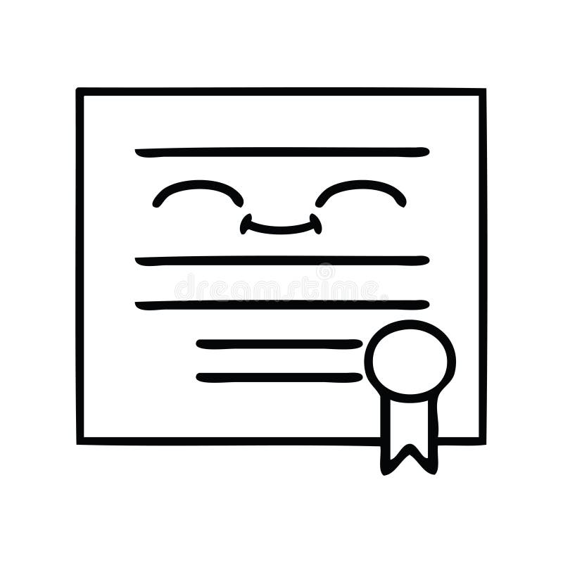 A Creative Line Drawing Cartoon Graduation Diploma Stock Vector ...