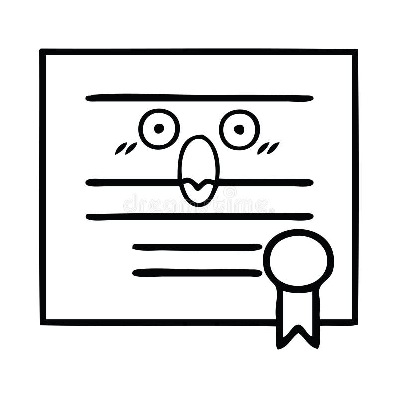 A Creative Line Drawing Cartoon Graduation Diploma Stock Vector ...