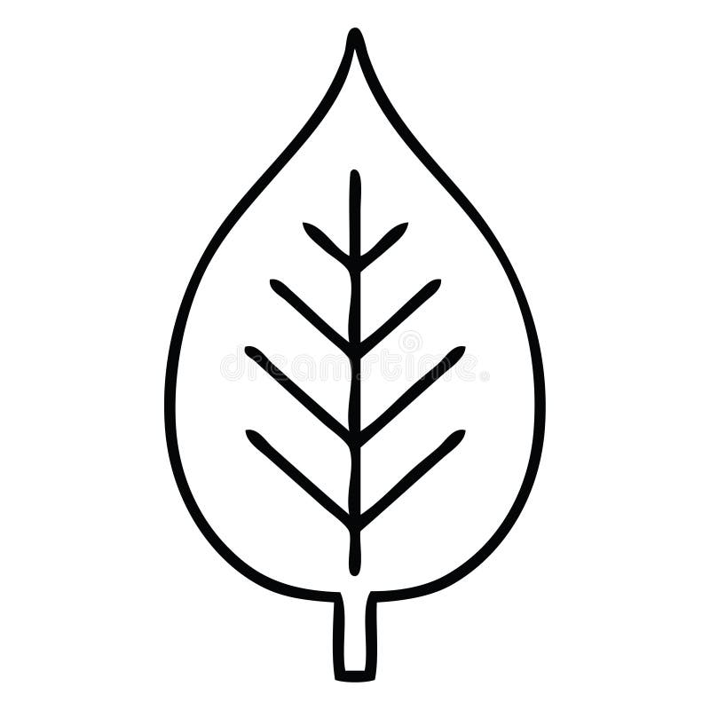 A Creative Line Drawing Cartoon Green Leaf Stock Vector - Illustration ...
