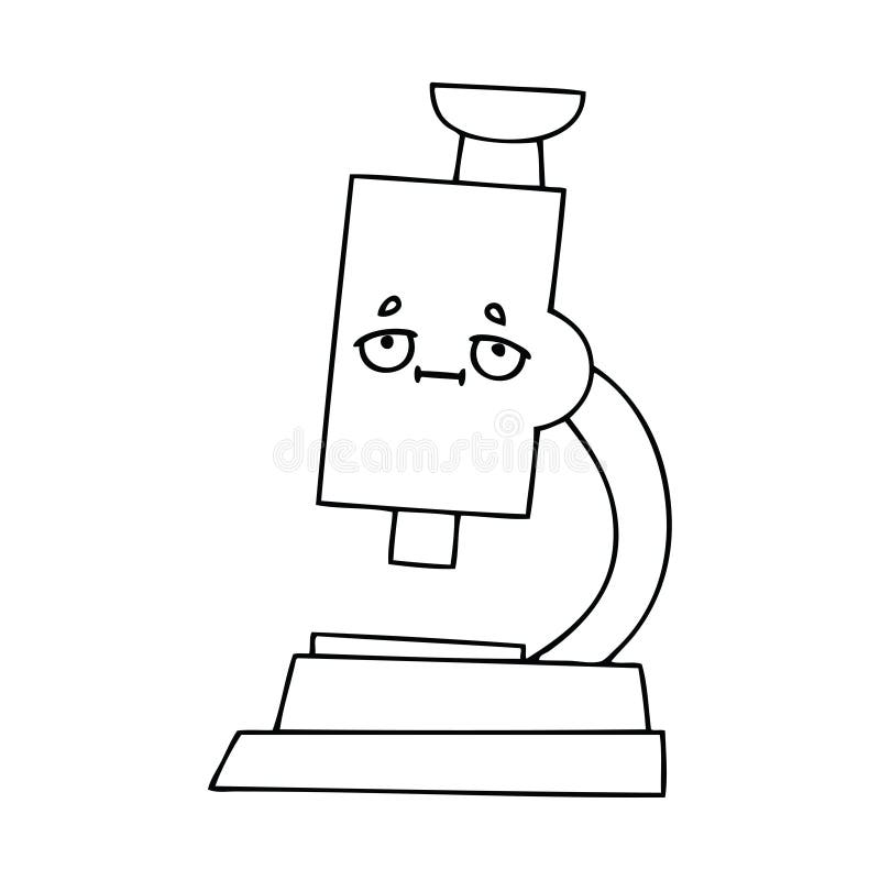 A Creative Line Drawing Cartoon Microscope Stock Vector - Illustration ...