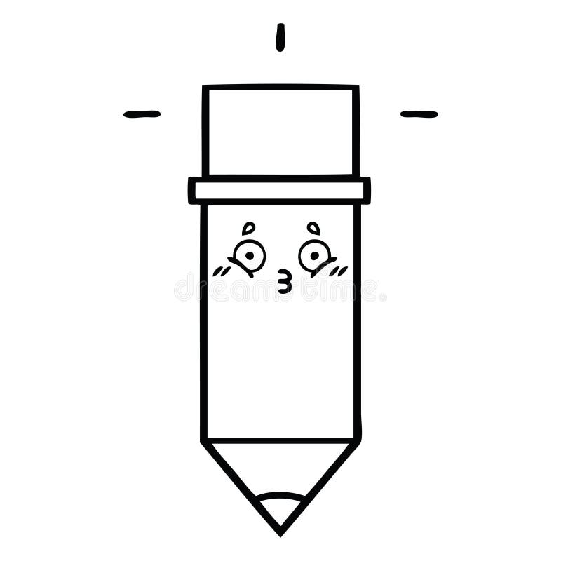 A Creative Line Drawing Cartoon Pencil Stock Vector - Illustration of ...