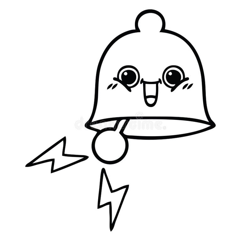 Line Drawing Cartoon of a Ringing Bell Stock Vector - Illustration of ...