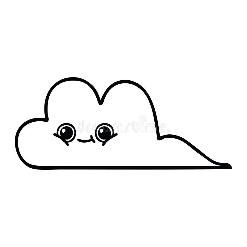 A Creative Line Drawing Cartoon Snow Cloud Stock Vector - Illustration ...