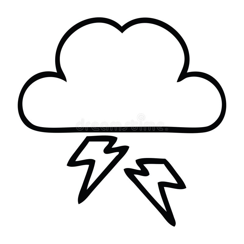 A Creative Line Drawing Cartoon Thunder Cloud Stock Vector ...