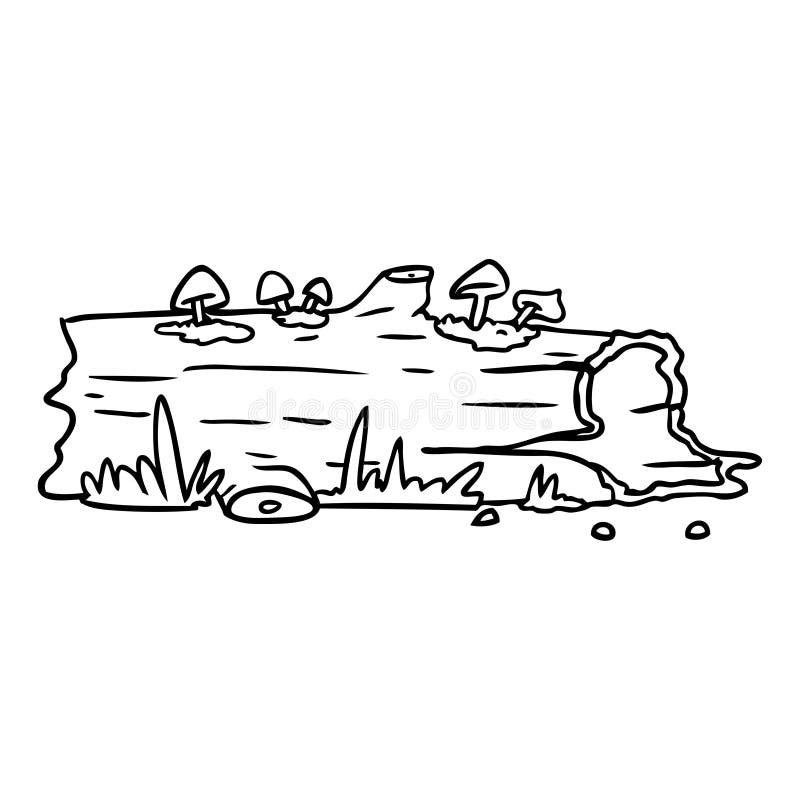 A Creative Line Drawing Doodle of a Tree Log Stock Vector ...
