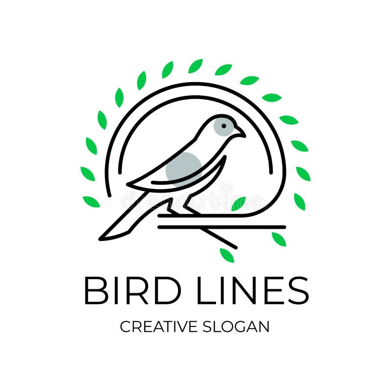 Creative Line Style Bird Branch Logo Vector Stock Vector - Illustration ...