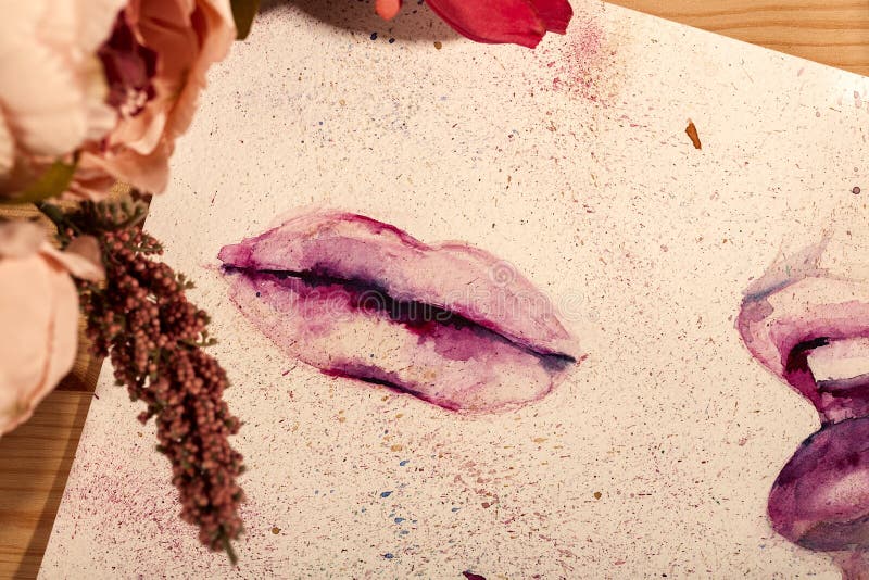 Set of Lips. Watercolor Set. Stock Vector - Illustration of makeup ...