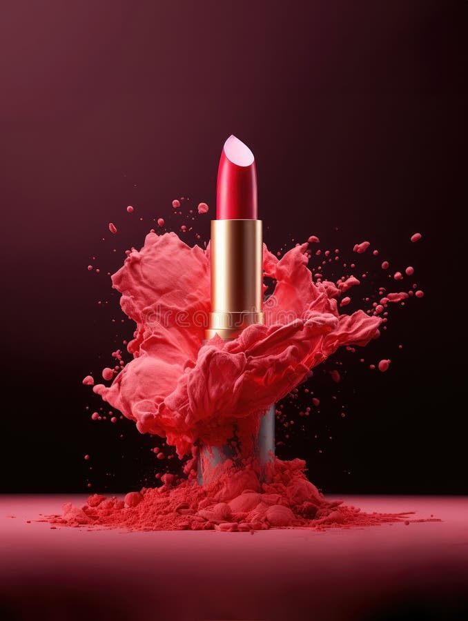 Creative Lipstick with Red Color Explosion Stock Illustration ...