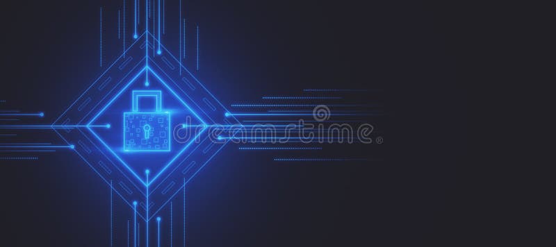 Creative Lock Interface on Blue Background with Mock Up Place. Digital ...