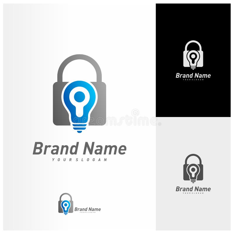 Creative Lock Logo Vector Template. Light Bulb with Lock Logo Design ...