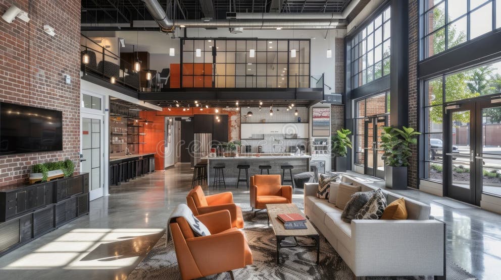 Creative Loft Office Hub stock illustration. Illustration of community ...