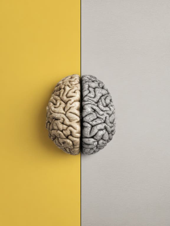 Creative and Logical Brain Hemispheres Divided by a Clean Line in a ...