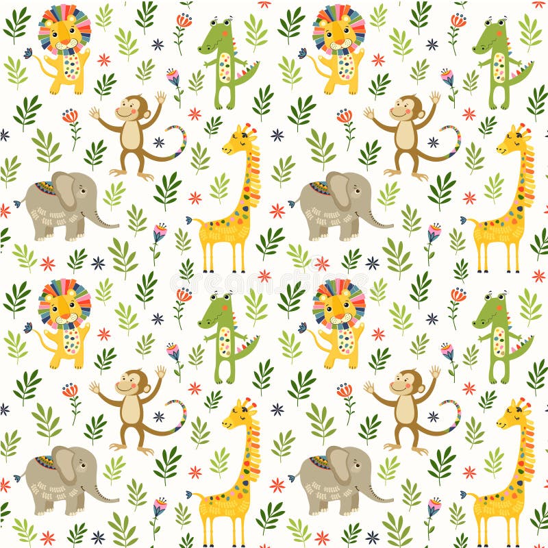 Animal Seamless Pattern Background Template Stock Vector - Illustration ...