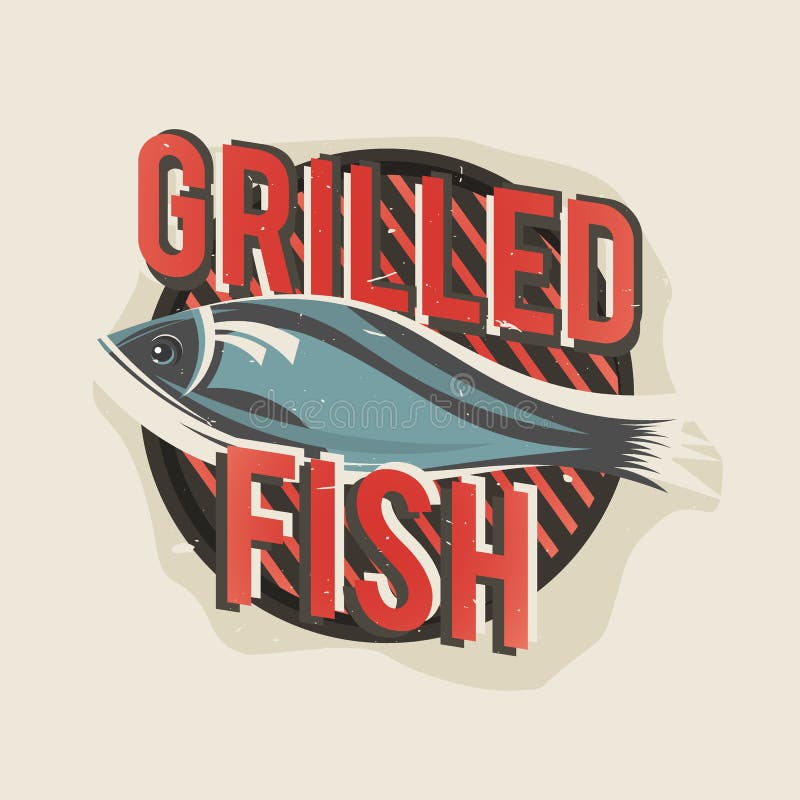 Creative Logo Design with Grilled Fish. Vector Illustration Stock ...