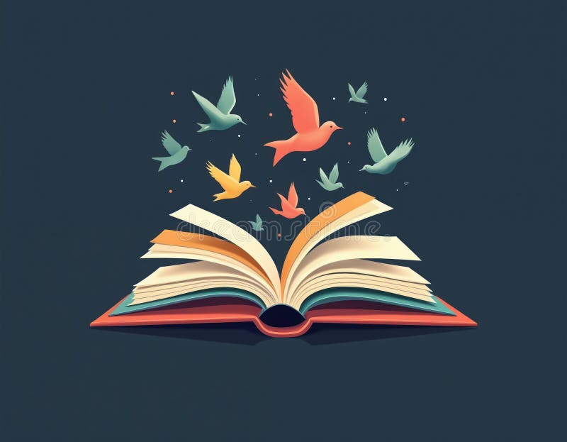 Creative Logo Features Open Book with Pages Turning into Flying Birds ...