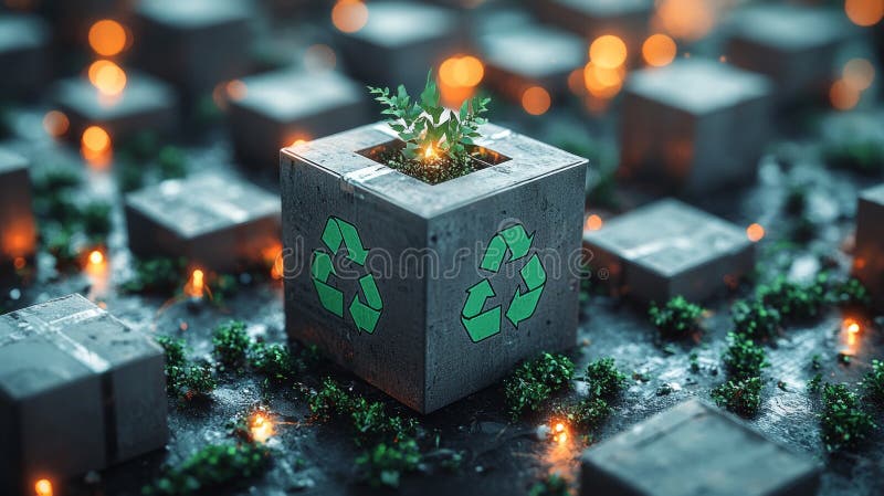 Creative Logo Features Recycled Box Adorned Green Leaf and Recycling ...