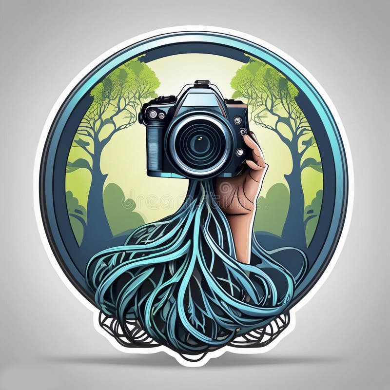 Creative Logo with a Hand Holding a Camera, on a Grey Background for a ...