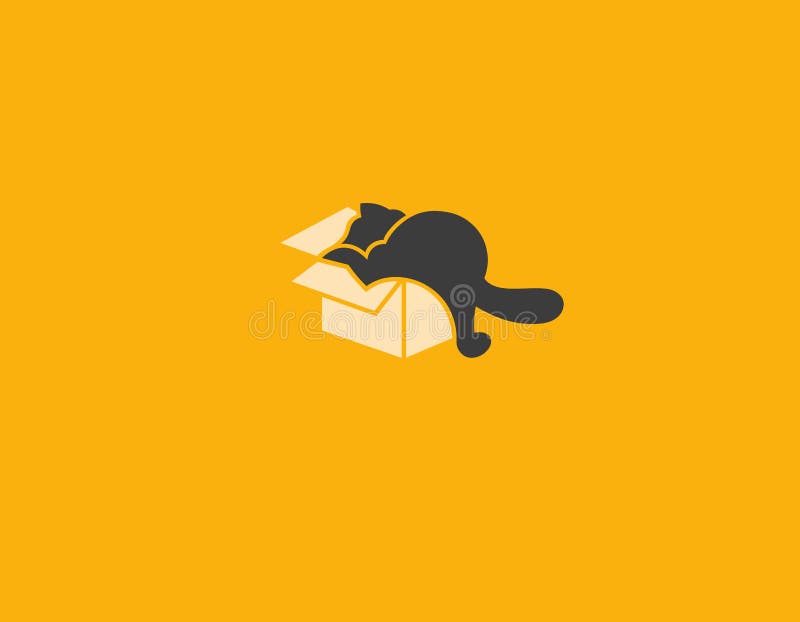 Creative Logo Icon Funny Cat and Box Stock Vector - Illustration of ...