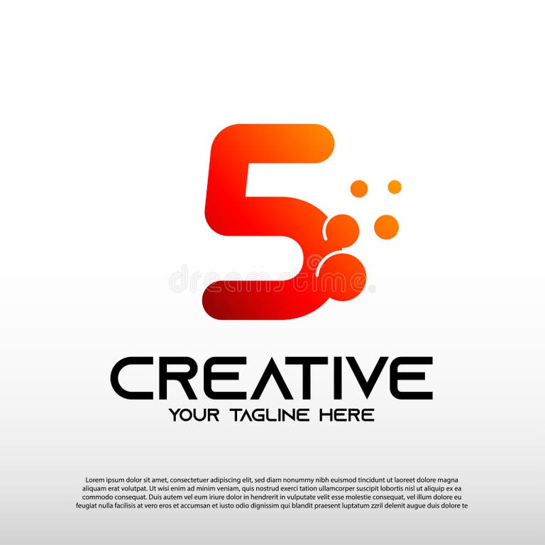Creative Logo with Initial Number Five, 5. Technology Icon ...