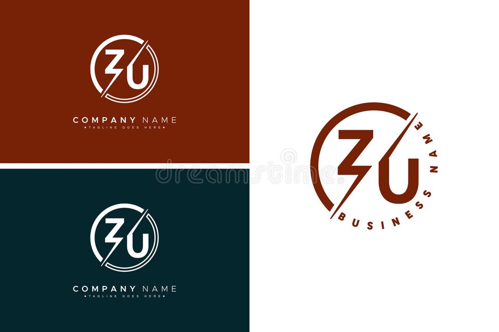 Creative Logo for Initials ZU in Monogram Style - Vector Template for ...