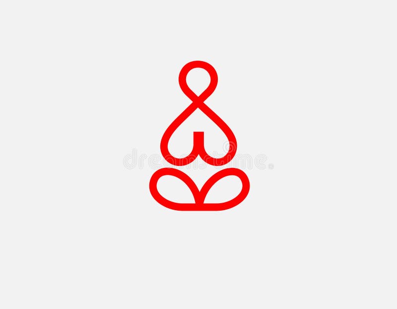 Creative Logo Linear Icon Yoga Person Red Heart Stock Vector ...