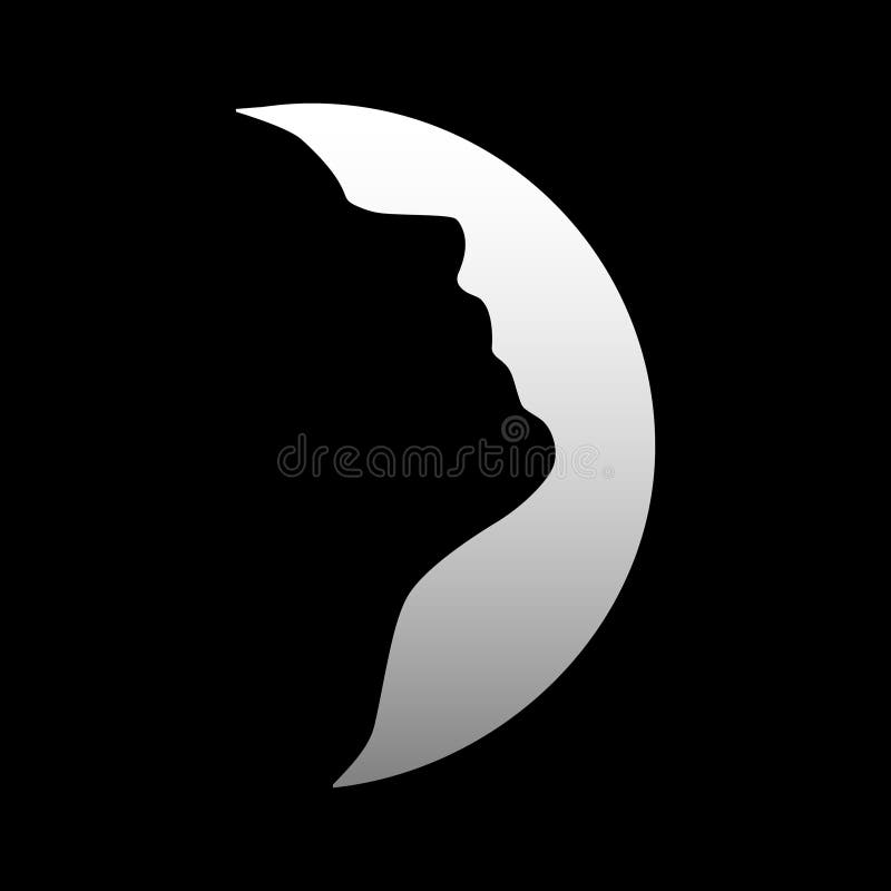 Creative Logo Profile of a Girl on the Moon Stock Vector - Illustration ...