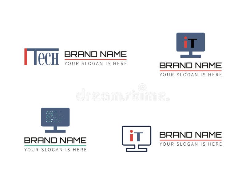 Creative Logo Set, it Letter Combination for Information Technology ...