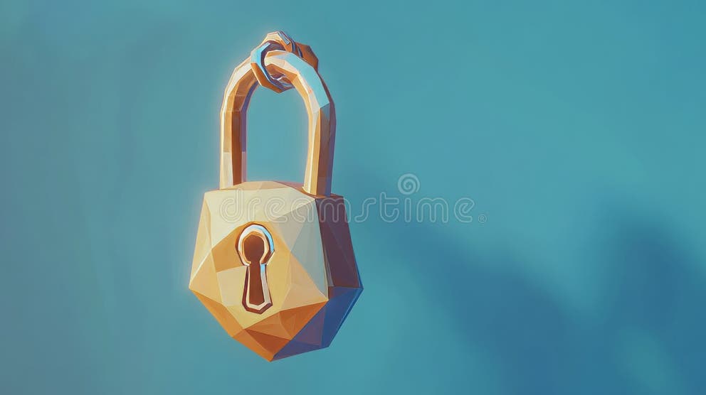 Creative Low Poly Lock Illustration on Blue Background Highlighting ...
