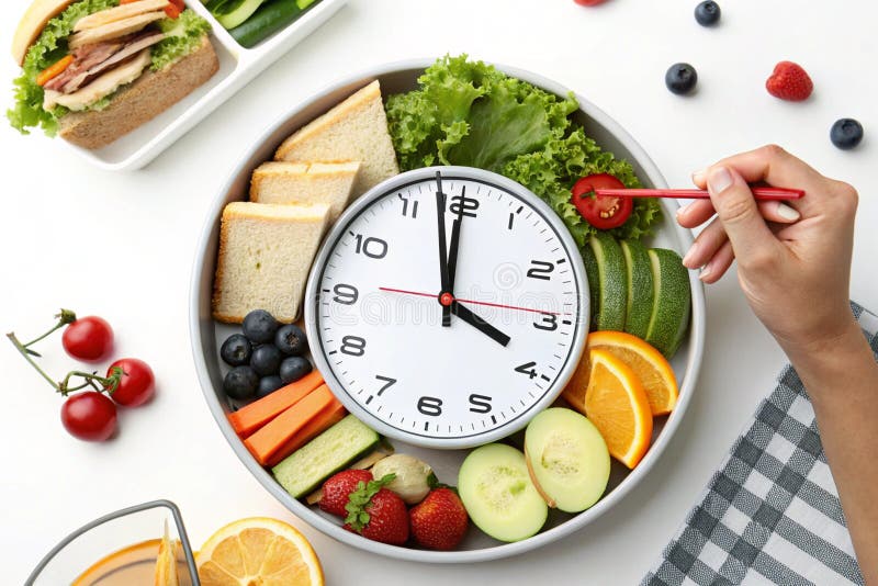 Lunch Time Concept Plate with Clock Face Stock Illustration ...